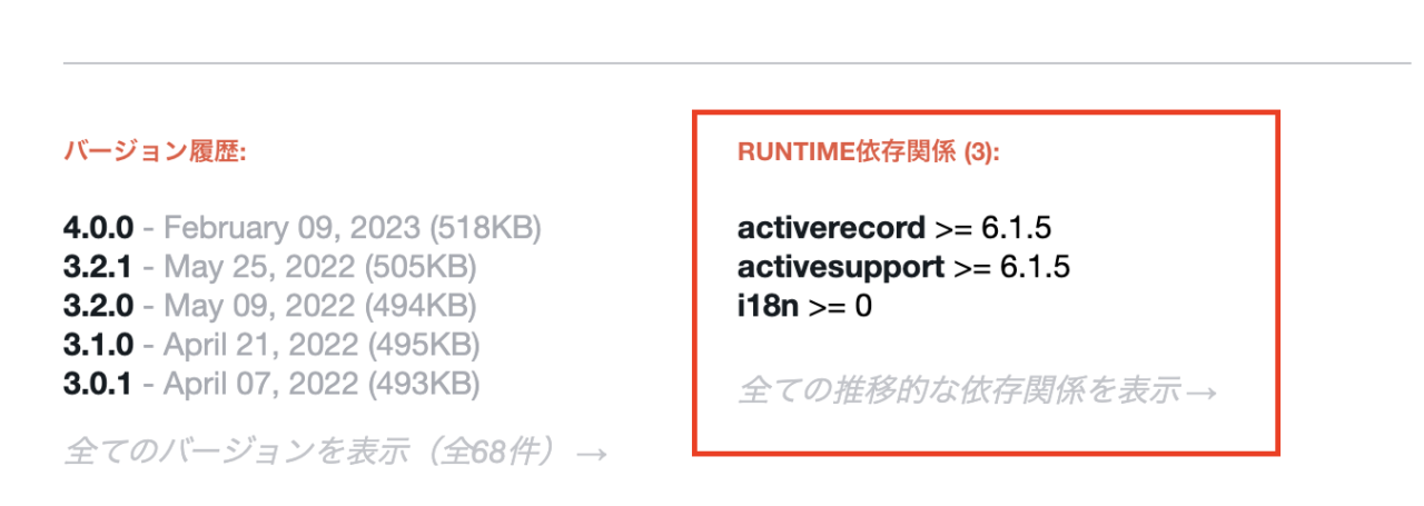 RubyやRailsでGemの依存関係を調べる方法 | Xxxx is supported for Rails Y.Y on Ruby Z.Z and later | Muscle Coding